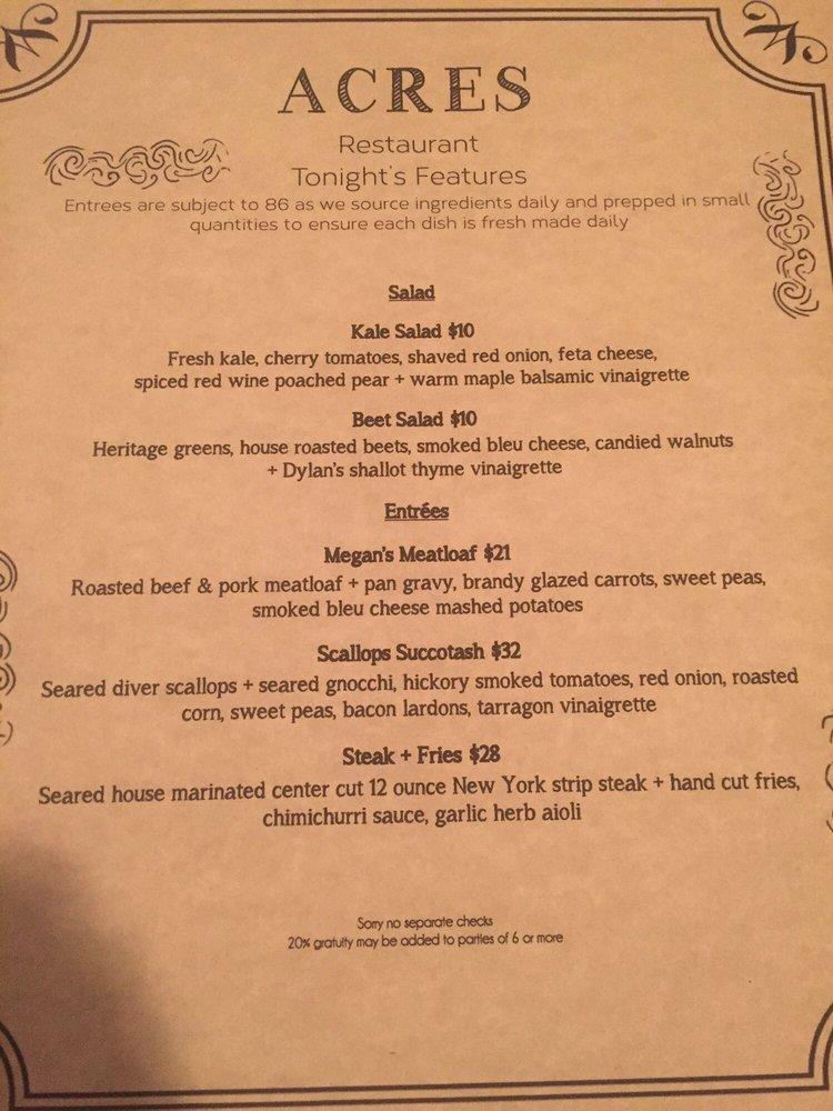 Menu at Acres pub & bar, Englewood