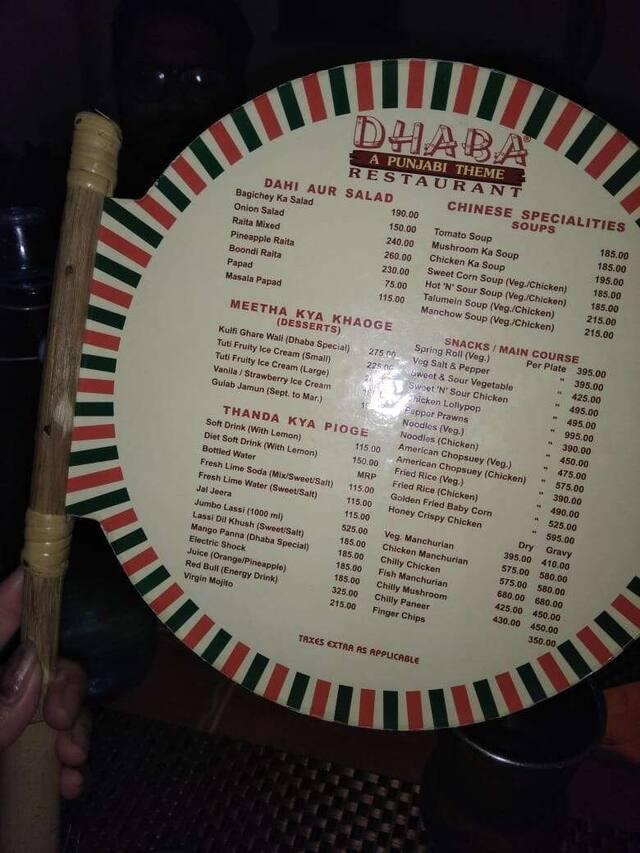 Menu at Dhaba A Punjabi Theme Restaurant - Best North Indian Restaurant ...