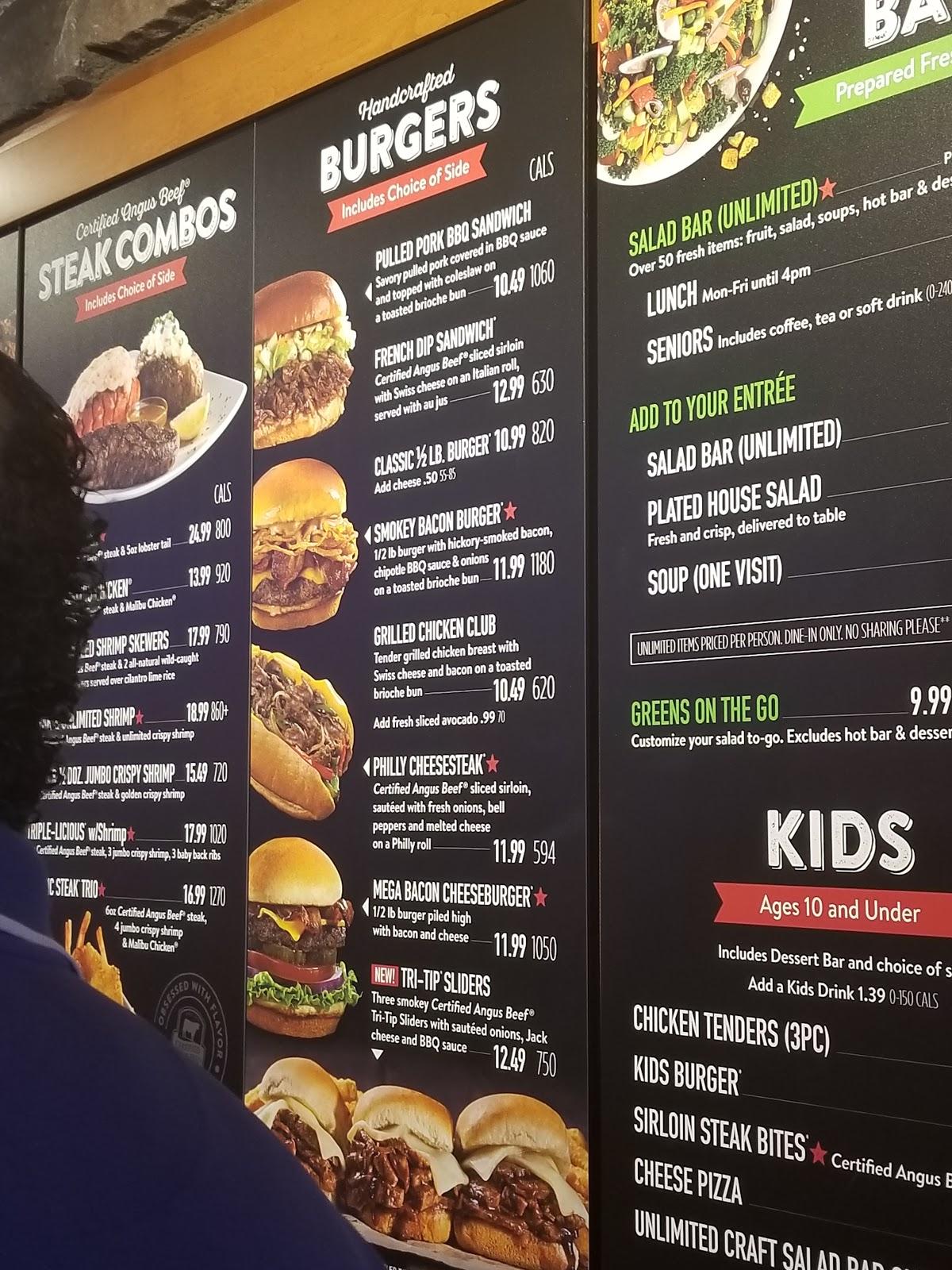 Menu at Sizzler steakhouse, Bellflower