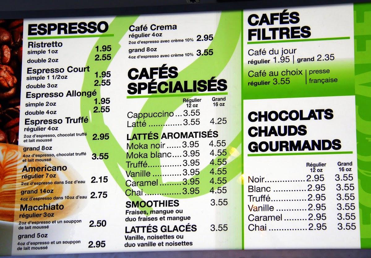 Carta de Éco Café, Quebec, 815 Bd Lebourgneuf