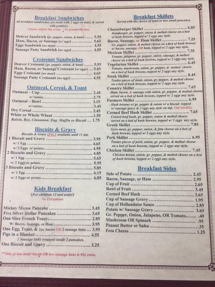 Menu at Red Apple restaurant, Dixon
