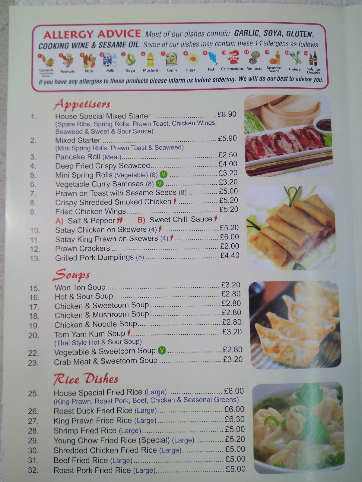 Menu at Sheung Moon restaurant, Southampton