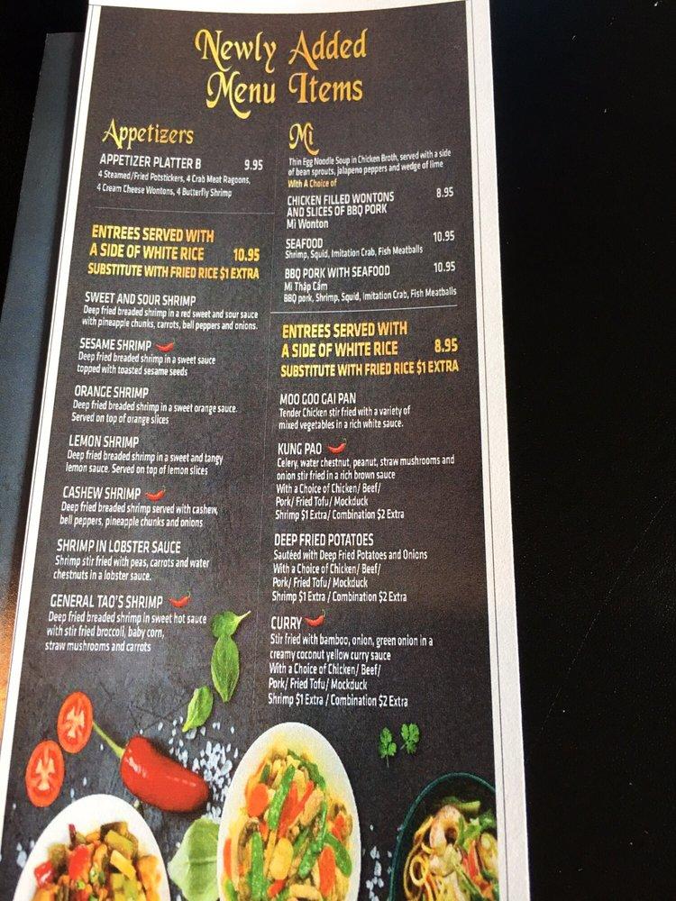 Menu at V-Bistro (Viet Bistro) restaurant, Fridley