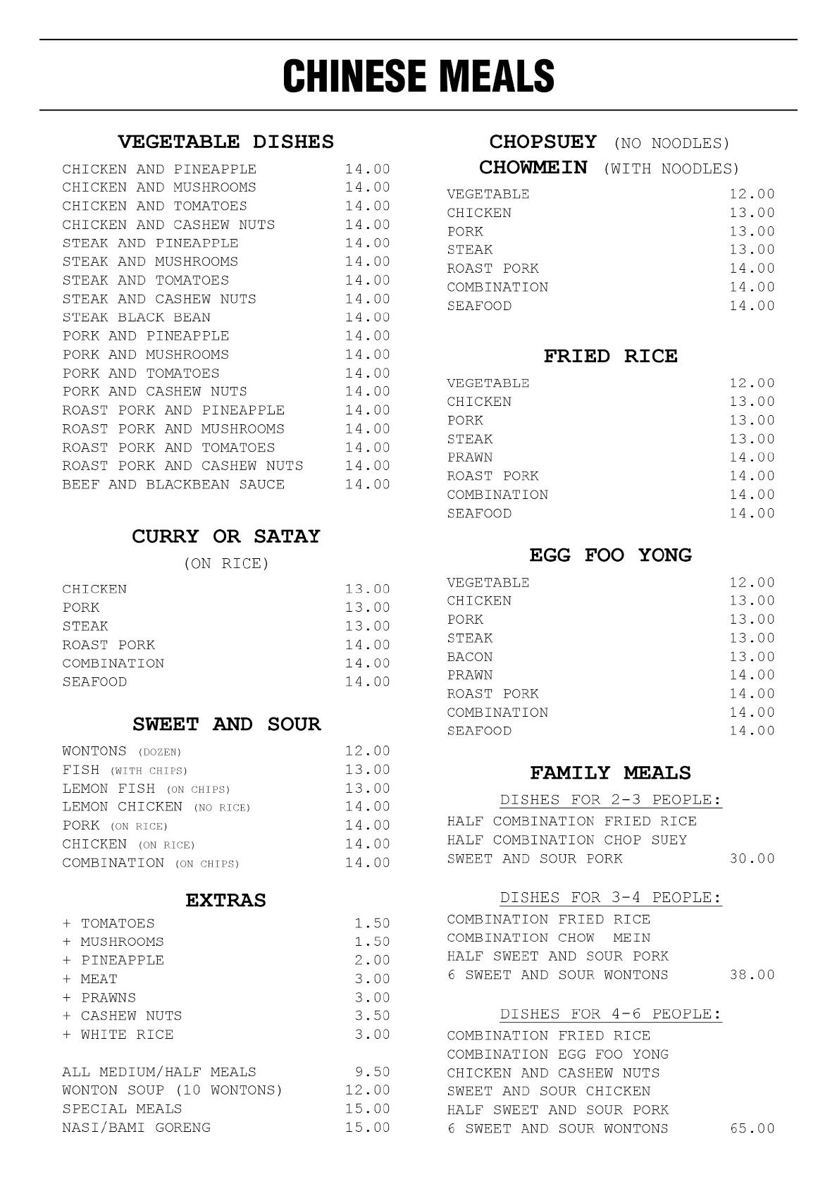 Carta de comida rápida Greytown Fish Supply, Greytown