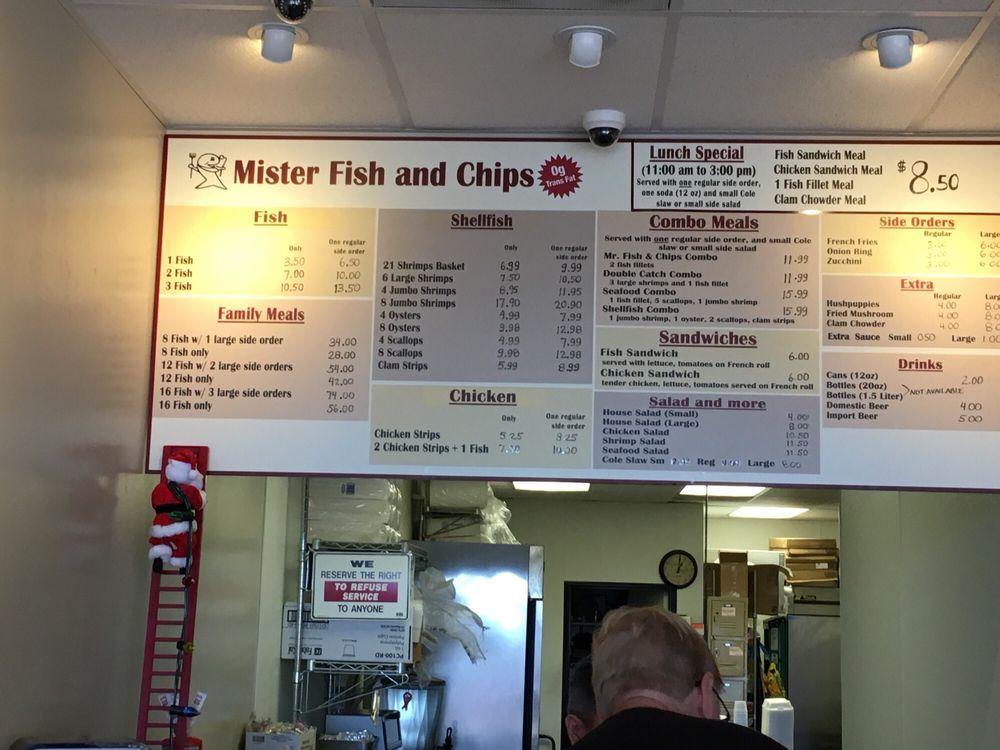 Menu at Mr. Fish & Chips restaurant, San Diego