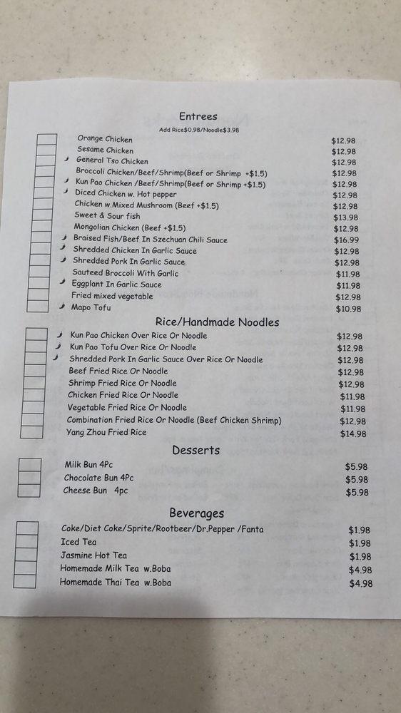 Menu at Noodle Works restaurant, Albuquerque