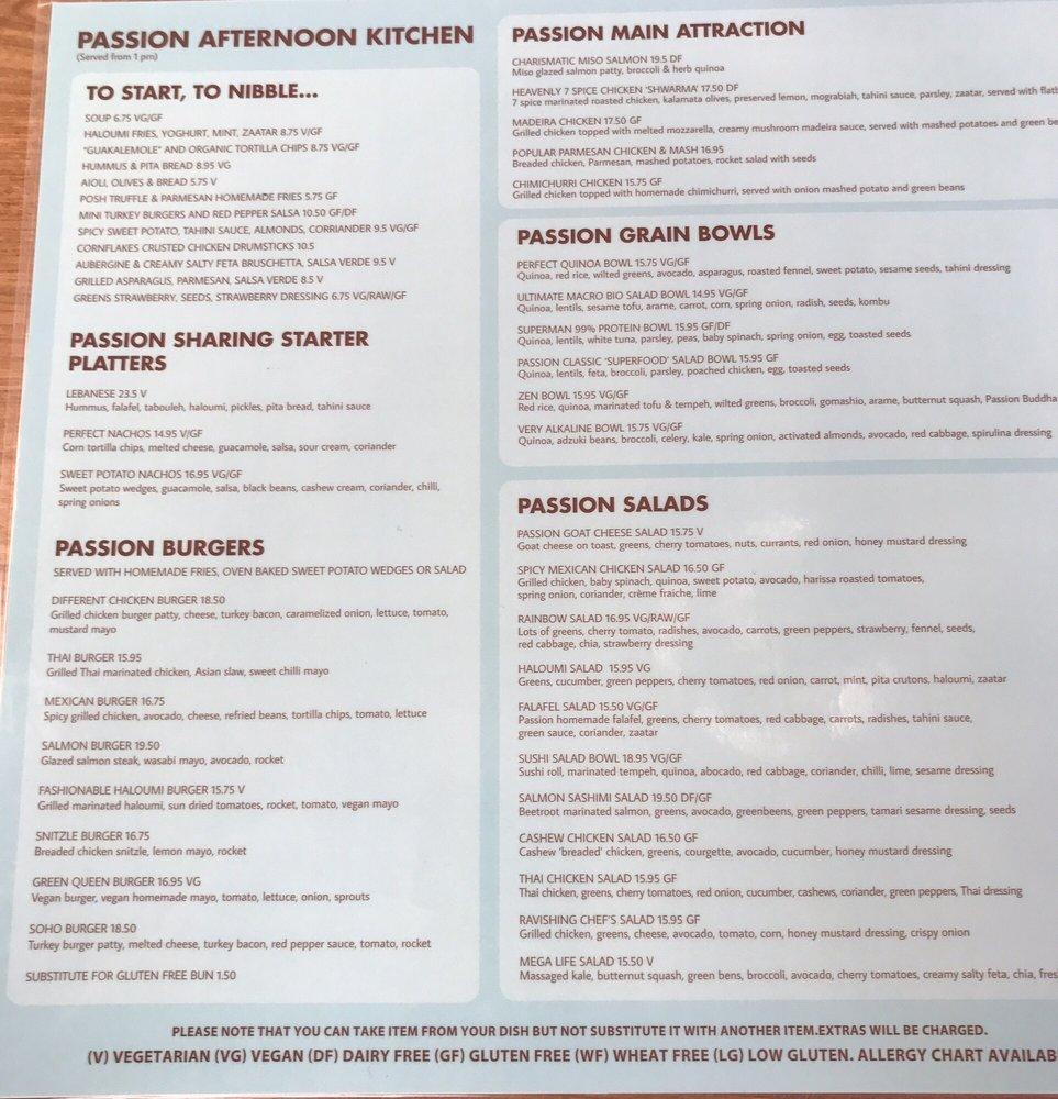 Menu at Passion Marina pub & bar, Ibiza, Edificio Mediterraneo