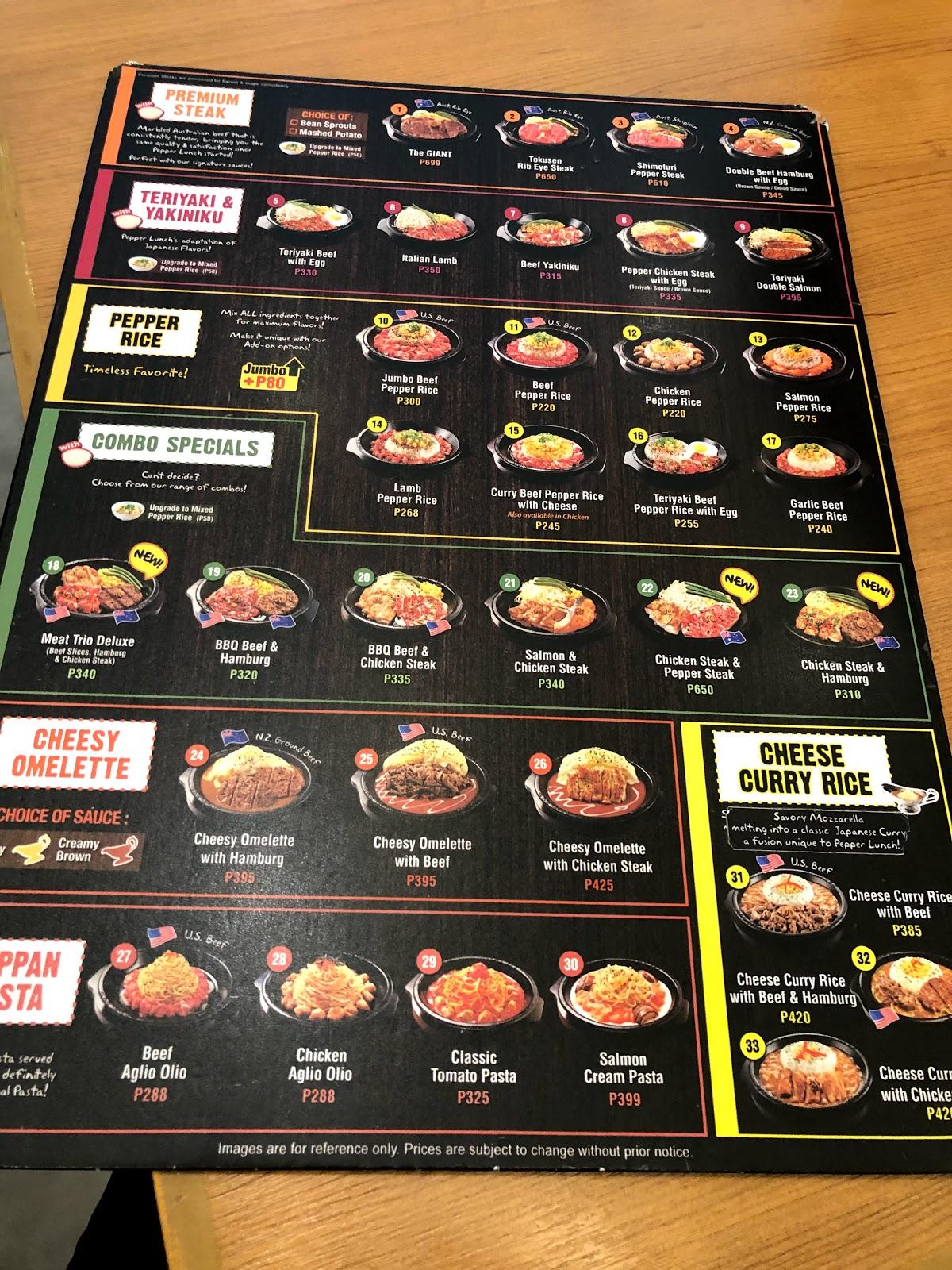 Menu at Pepper Lunch SM City Lipa restaurant, Lipa, SM City Lipa
