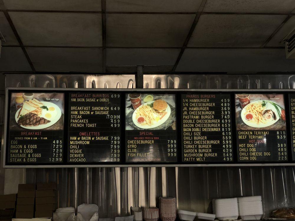 Menu at Pharos Burgers restaurant, Alhambra