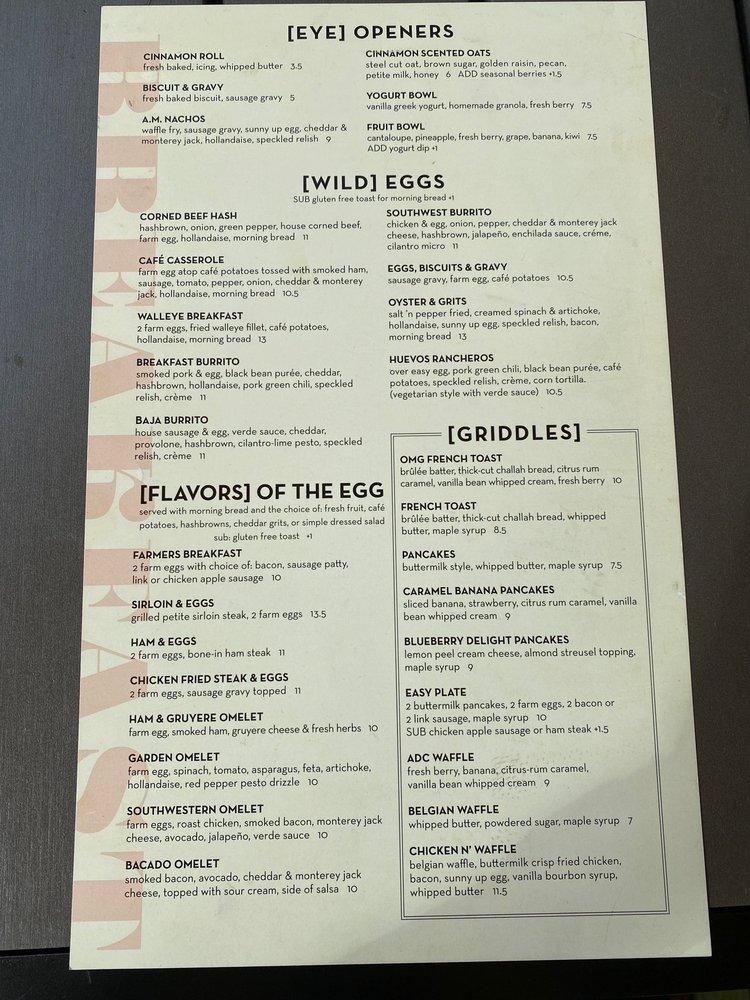Menu at All Day Café cafe, Sioux Falls
