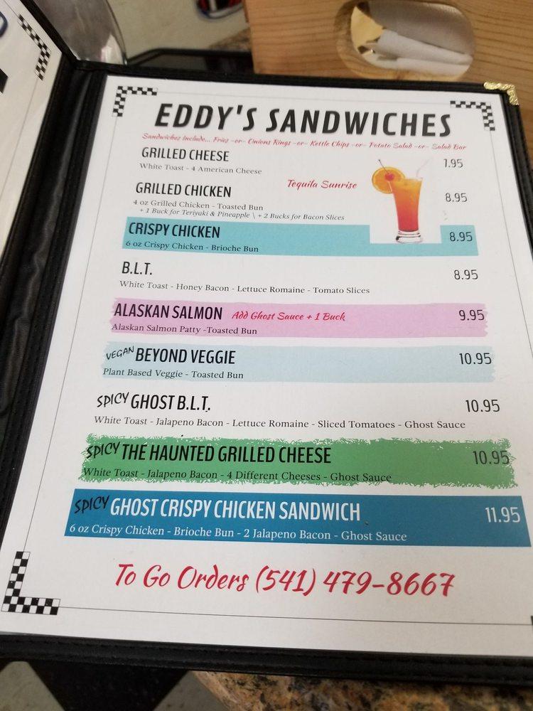 Menu at Eddy's Burgers restaurant, Grants Pass
