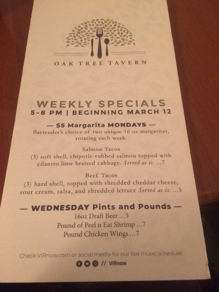 Menu at Oak Tree Tavern pub & bar, USA, Pointer Rd