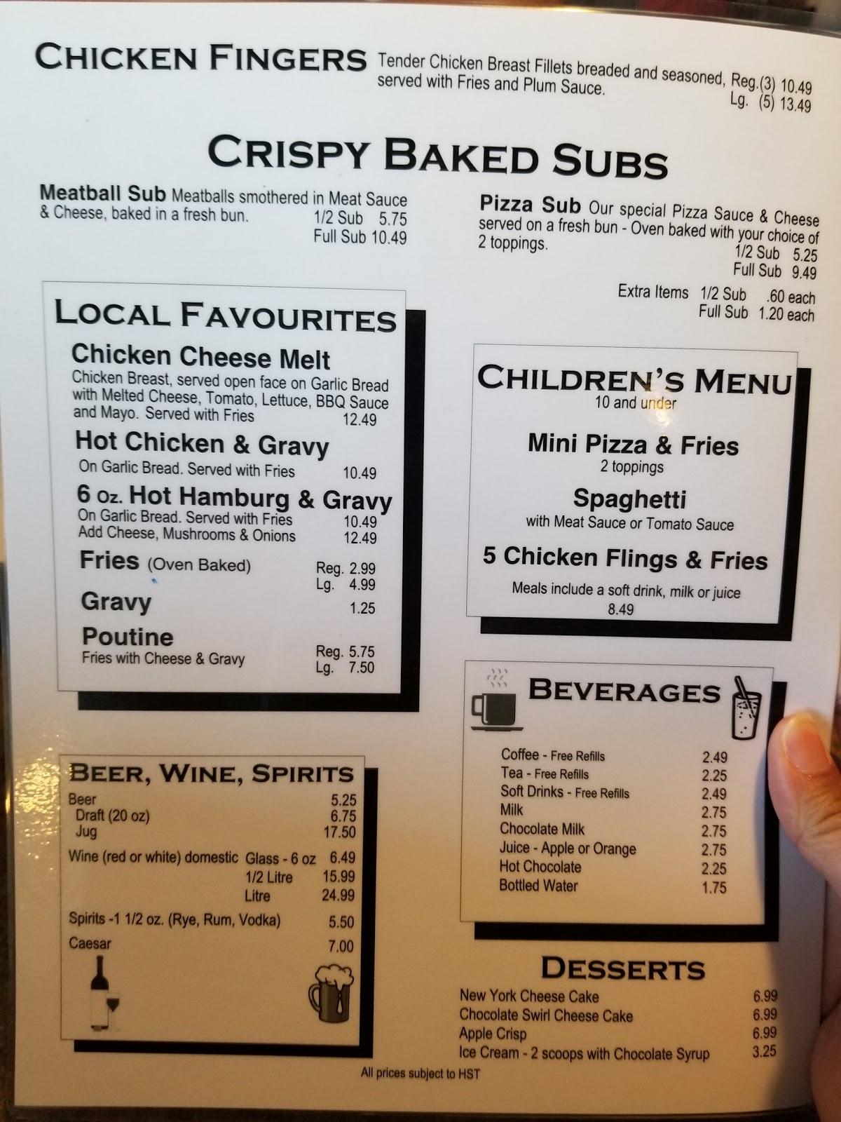 Menu at Pizza Dee's pizzeria, Wasaga Beach