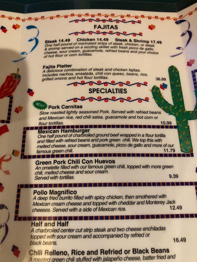 Menu at Senor Ric's Mexican Restaurant, Aurora, E Mississippi Ave