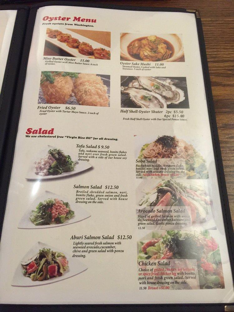 Menu at TOT Little Tokyo restaurant, Los Angeles