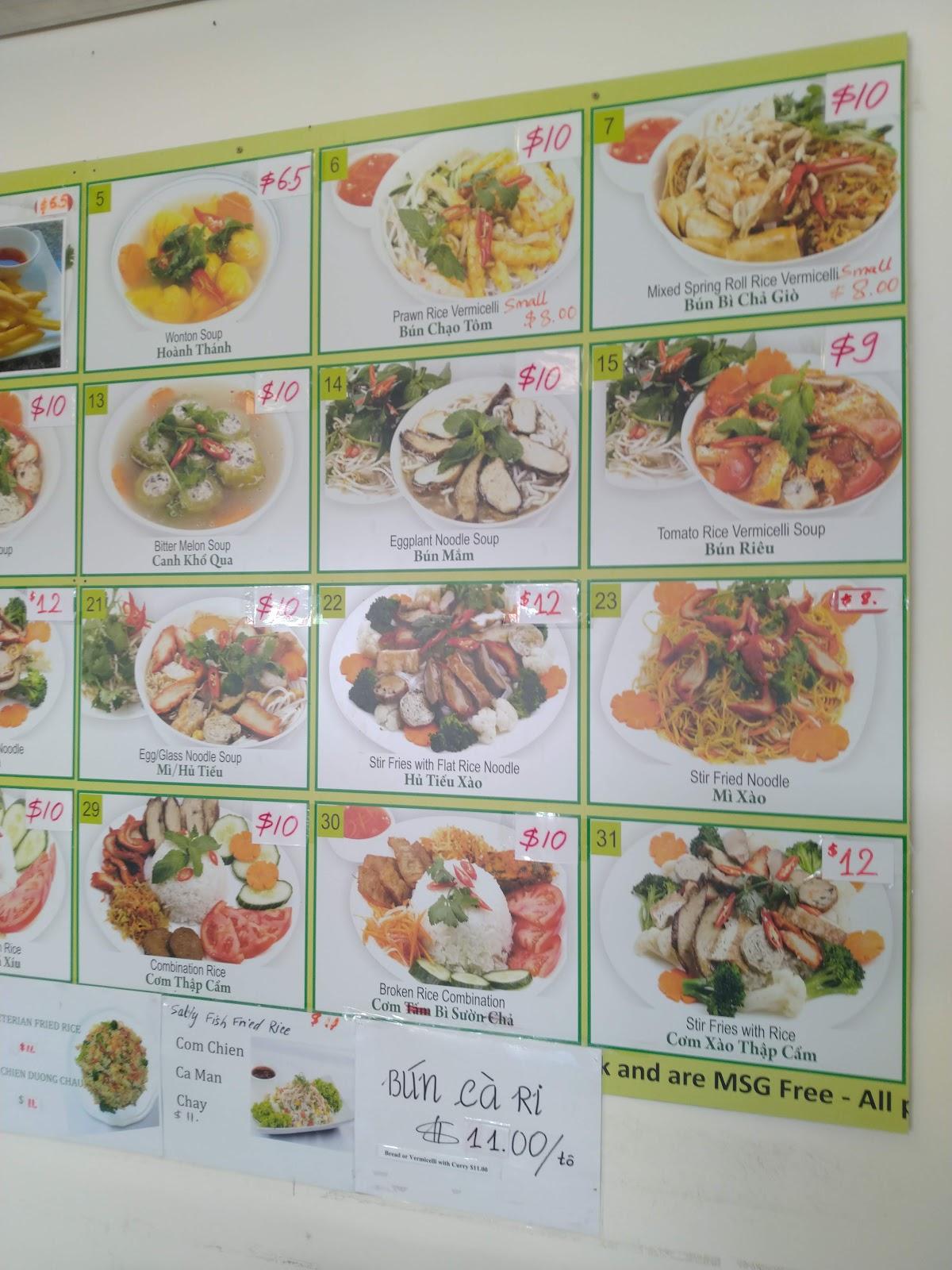 Menu at Thien An Vietnamese Vegetarian Restaurant, Inala