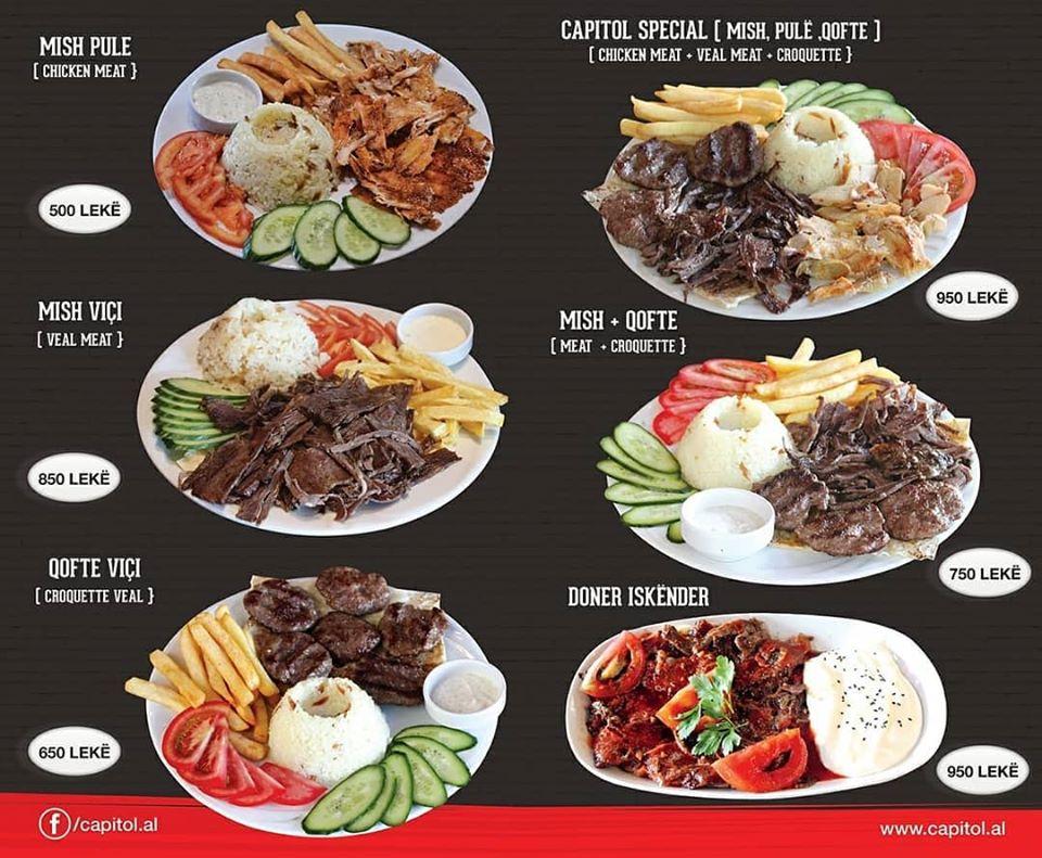 Menu at Capitol Meat & Chicken restaurant, Tirana, Kavaja St