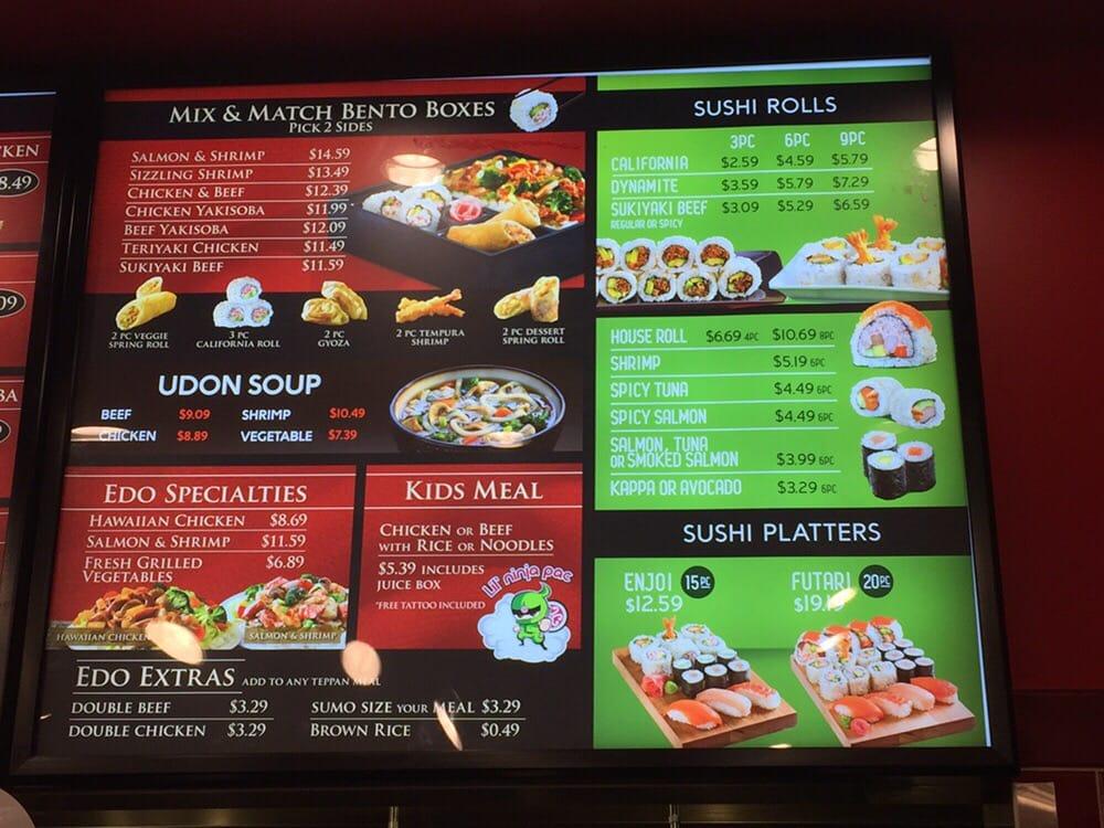 Menu at Edo Japan College Heights restaurant, Prince George, 5212 ...