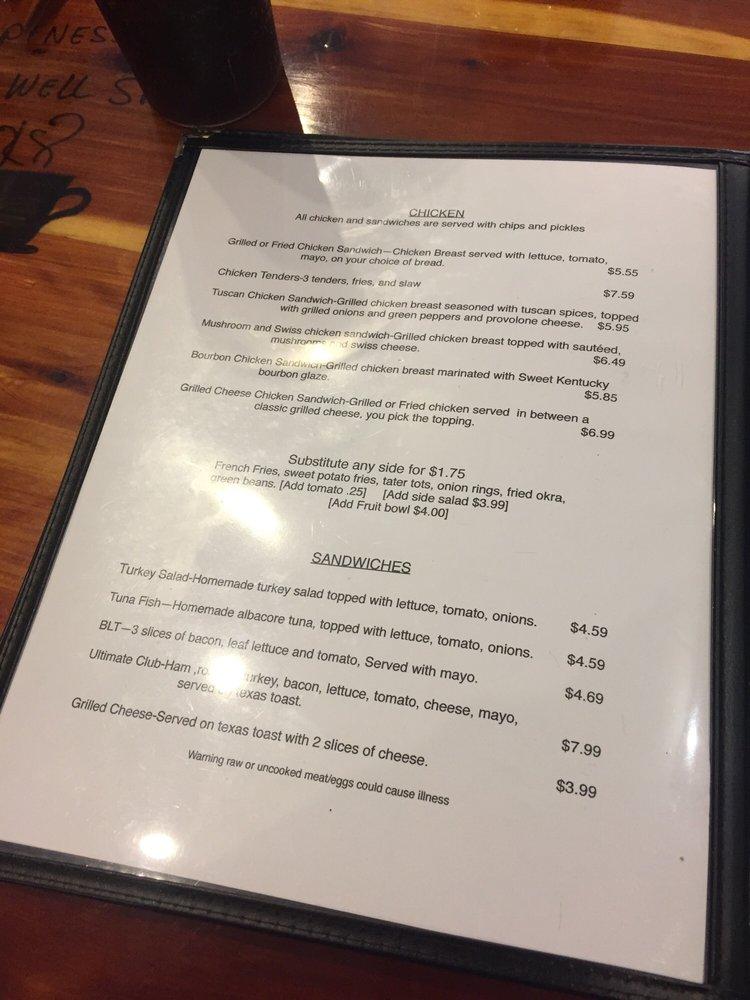 Menu at Pat's Place restaurant, Bardstown