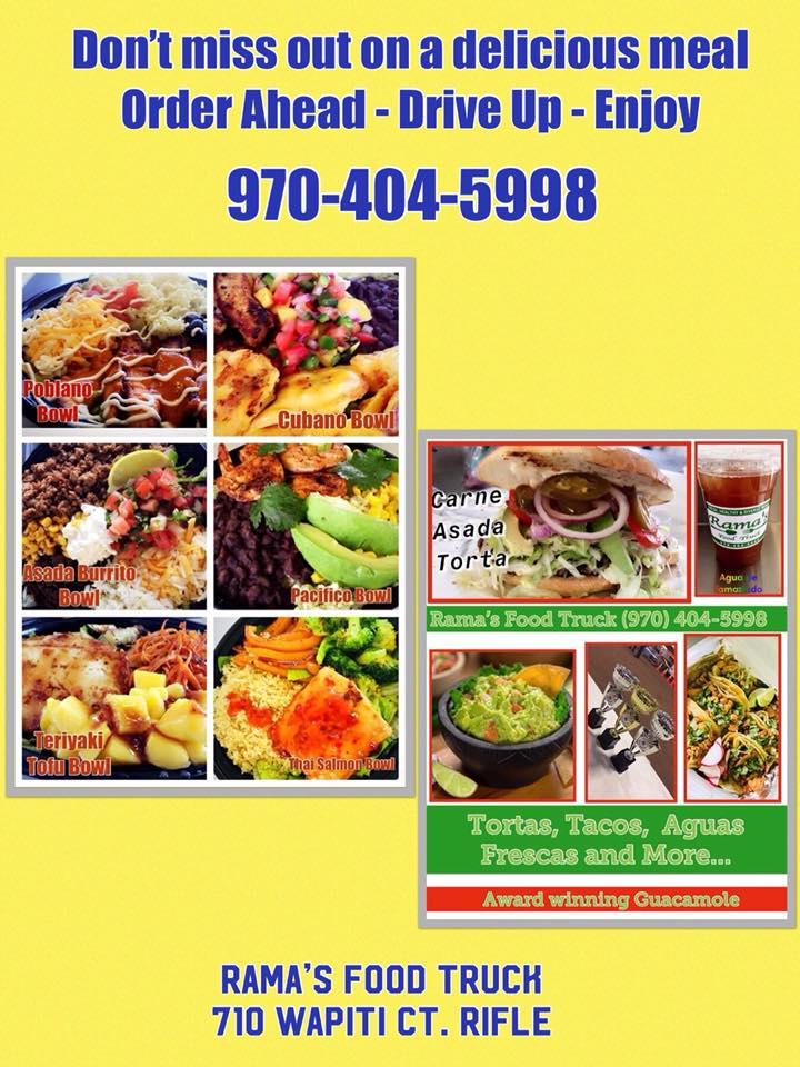 Menu at Rama’s Food Truck restaurant, Rifle