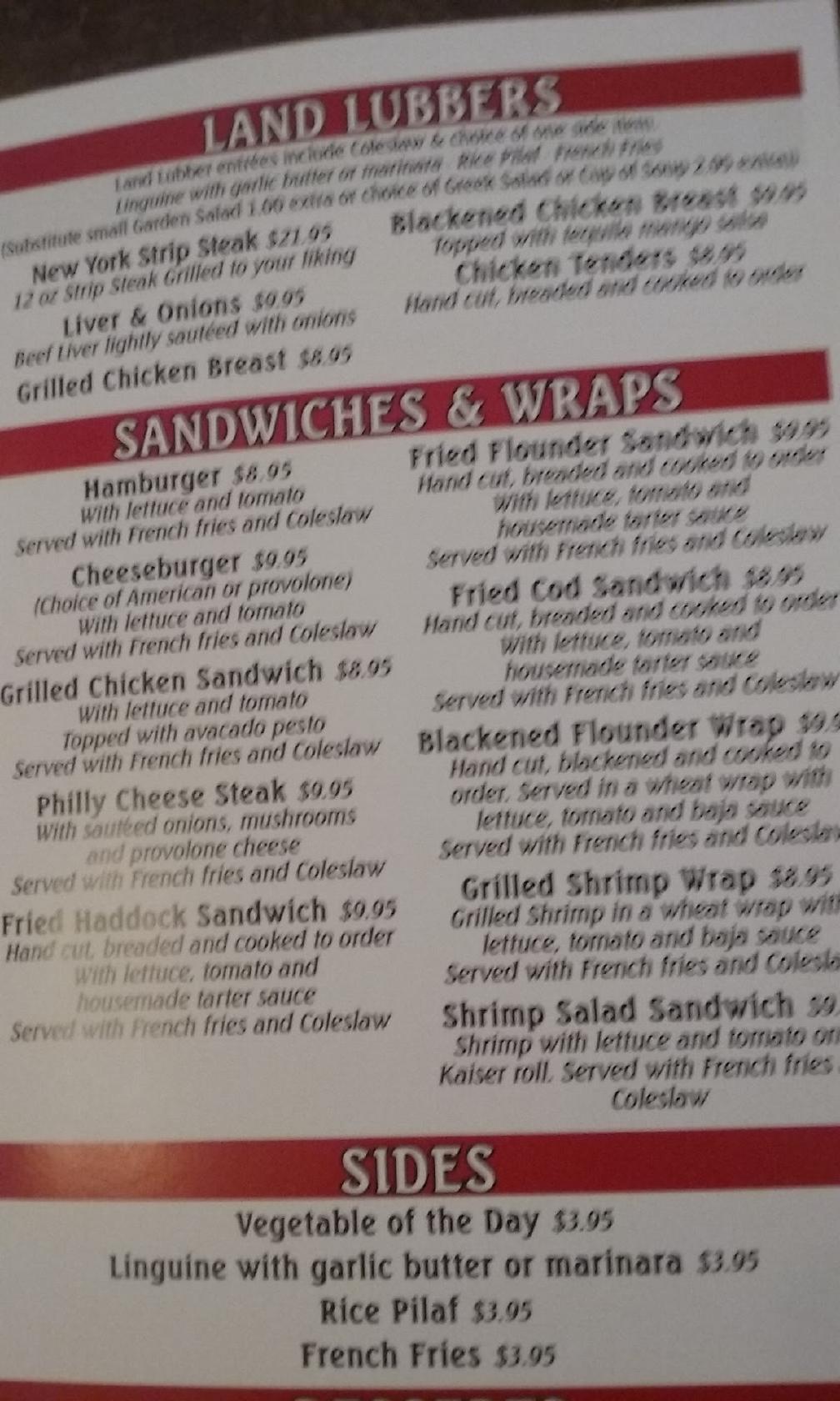 Menu at The Net by George restaurant, Flagler Beach