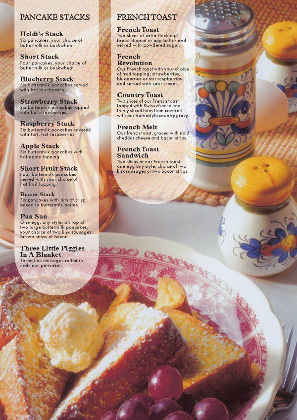 Menu at Heidi's Family Restaurant, Carson City, N Carson St