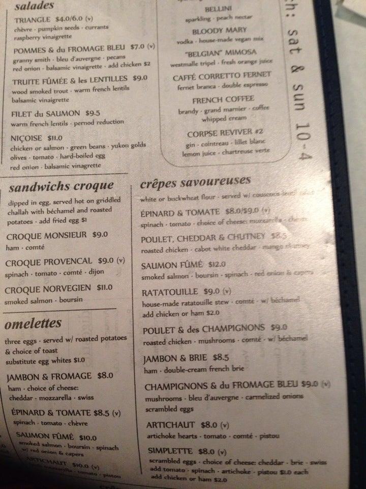 Menu at Le Petit Triangle Cafe, Cleveland