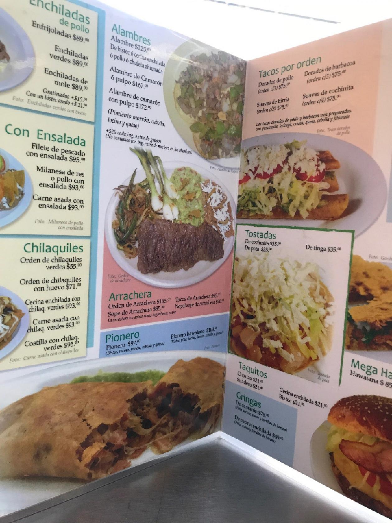 Carta del restaurante Los sopes del la nueve, Ciudad del México ...