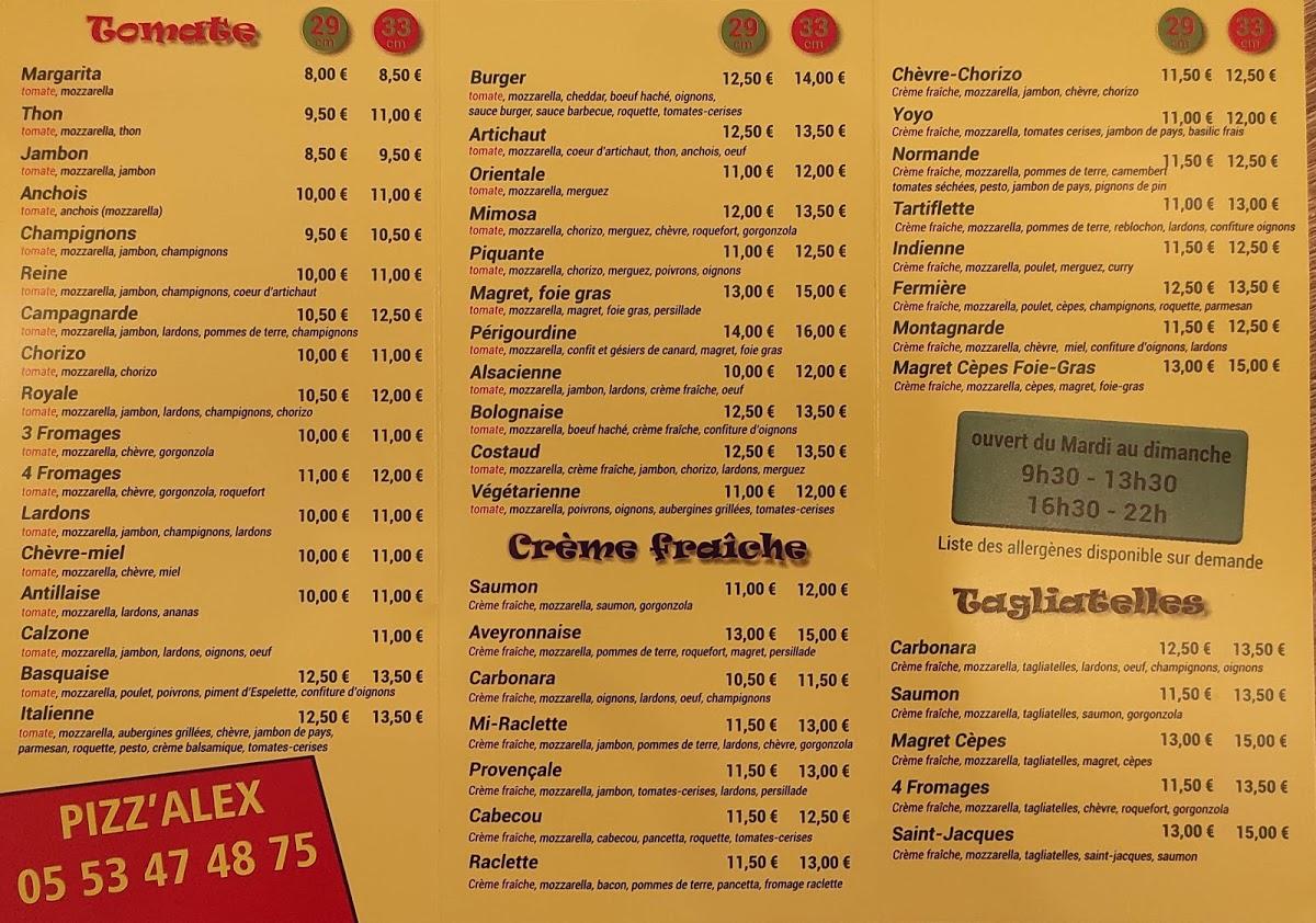Menu au PIZZARIUM pizzeria, Agen, 107 Av. Jean Jaurès
