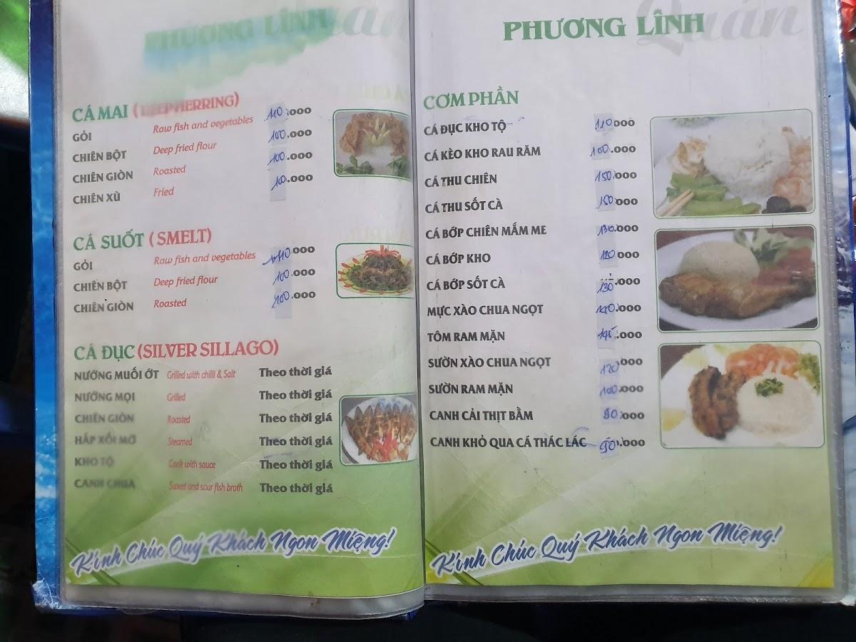 Menu at Quán ăn Phương Linh restaurant, Phan Thiet