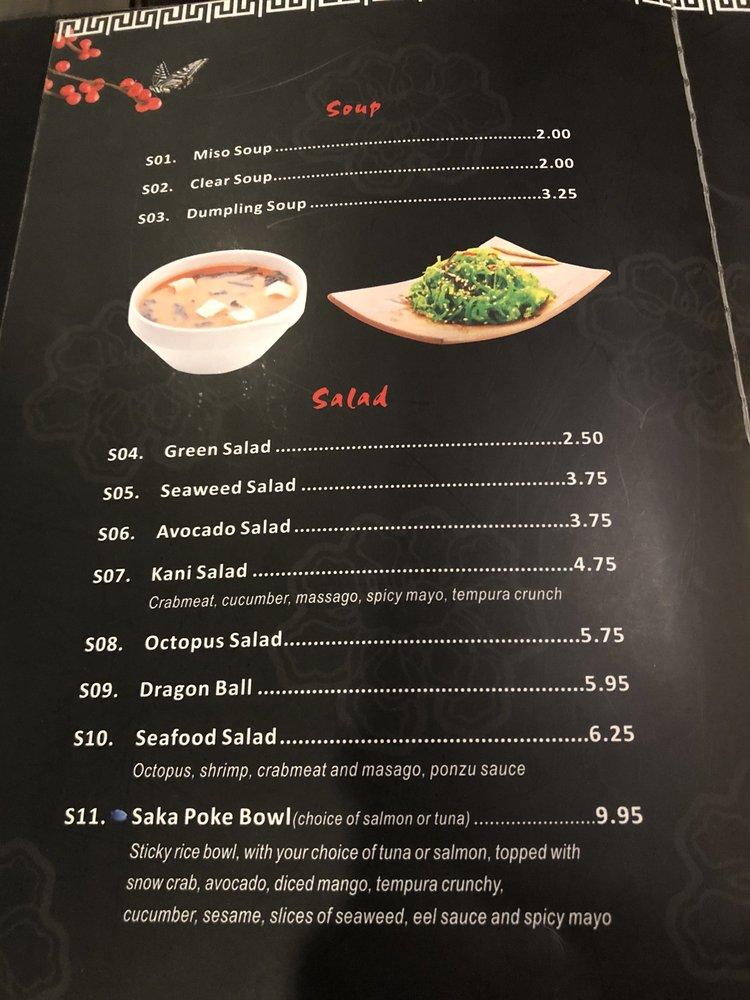 Menu at Sake Japanese Restaurant, McAlester