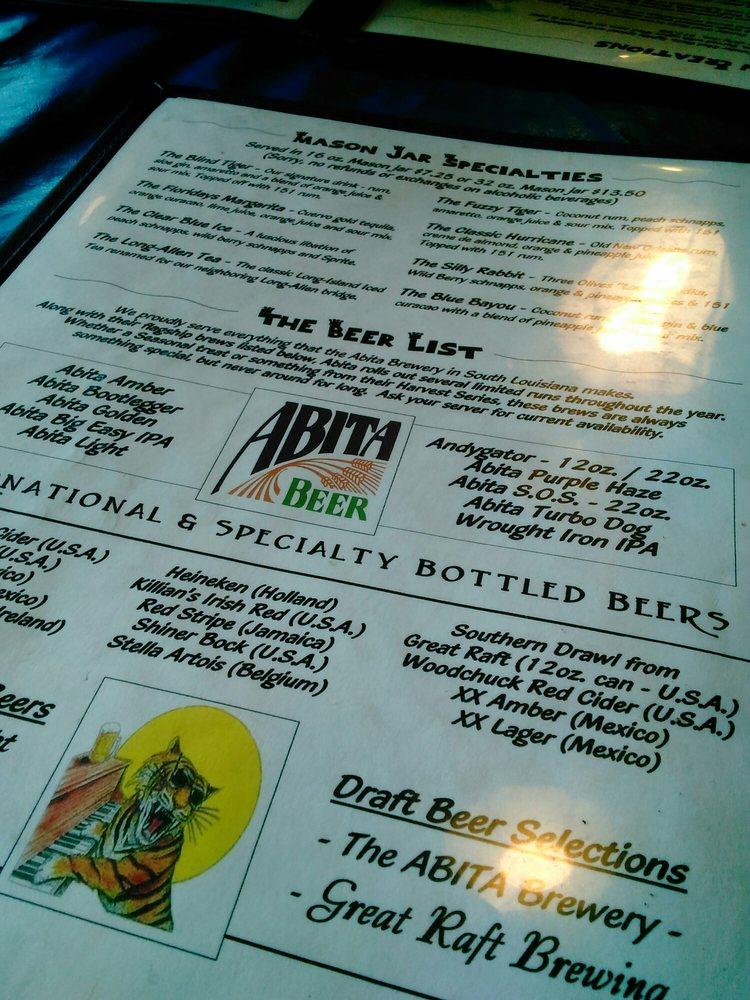 Menu at The Blind Tiger pub & bar, Shreveport