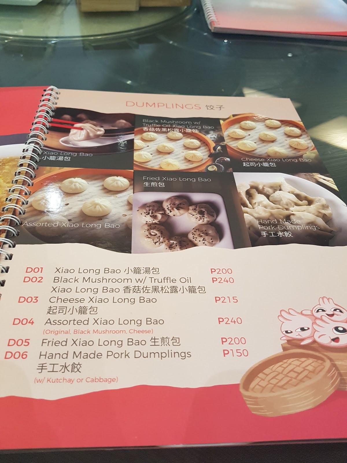 Menu at Tien Ma's restaurant, Cagayan de Oro