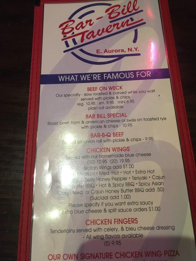 Menu at Bar-Bill Tavern, East Aurora, 185 Main St