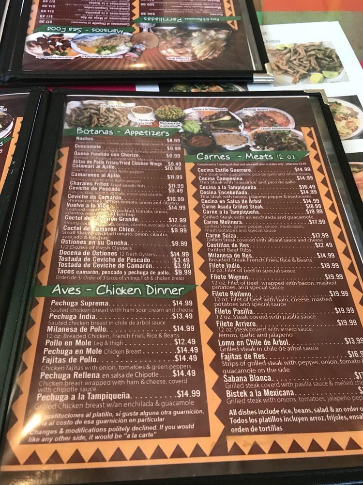 Menu at Manjares Restaurant, Chicago