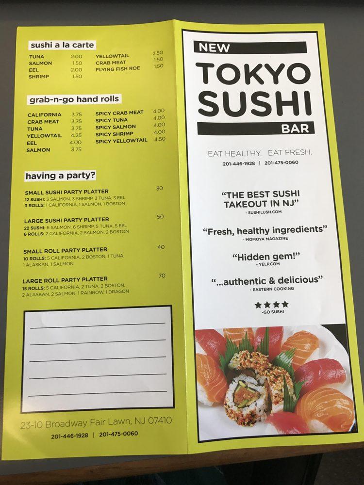 Menu at New Tokyo Sushi Bar, Fair Lawn