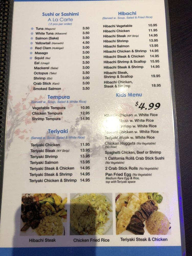 Menu at Sakura restaurant, Moyock