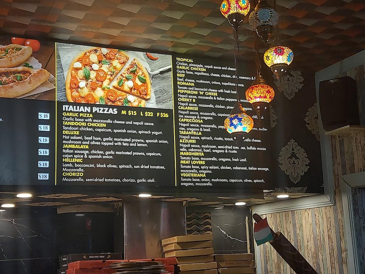 Menu at Ali Baba Kebab & Pizzeria, Wodonga