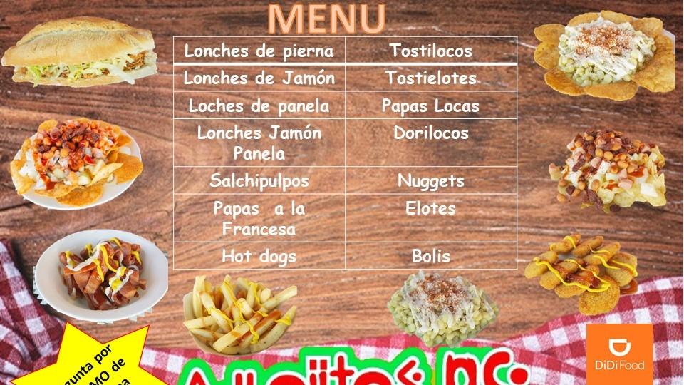 Menu at Antojitos DC restaurant, Zapopan