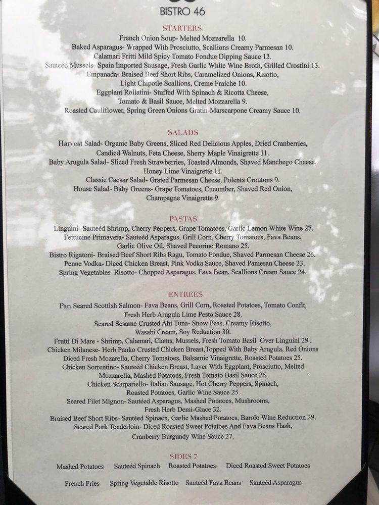 Menu at Bistro 46 desserts, Morristown