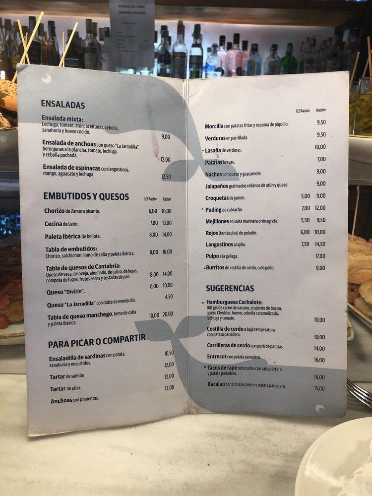 Carta del pub y bar TABERNA CACHALOTE, Santander