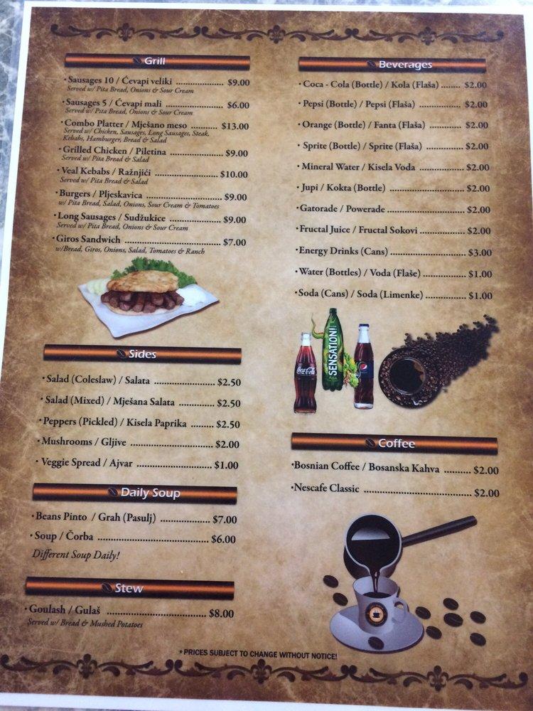 Menu at Cafe Emina, Phoenix, N 27th Ave