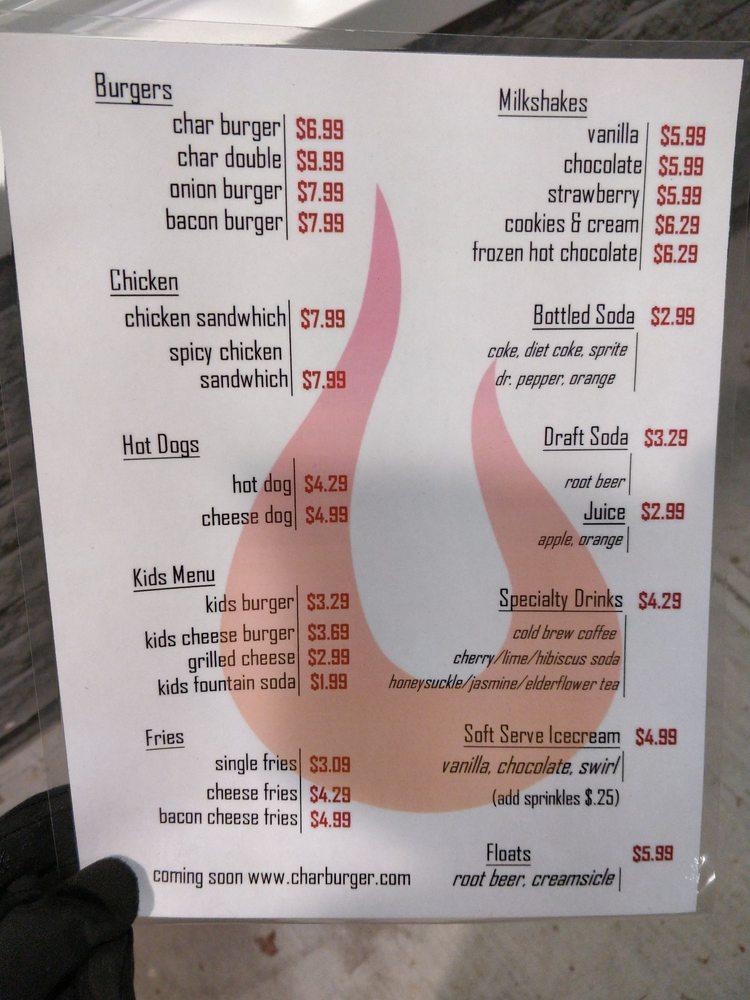 Menu at Char Burger & Creamery pub & bar, Bridgewater