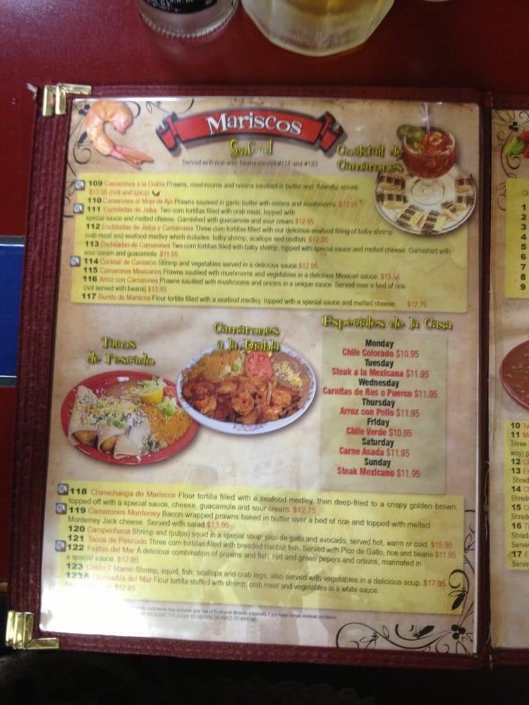 Menu at Los Dos Compadres restaurant, Washougal, 701 E St