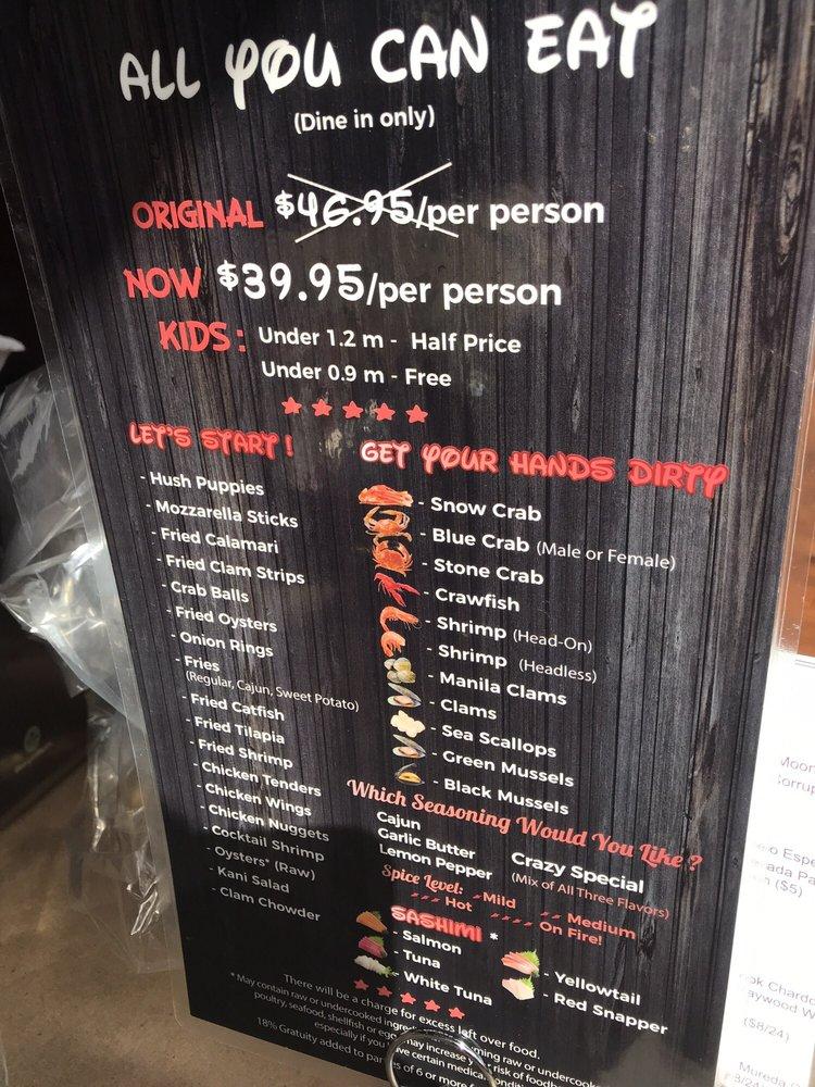 Menu at Crazy Crab restaurant, Fairfax