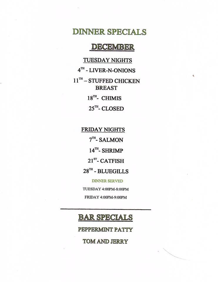 Menu at Fraternal Order of Eagles pub & bar, Merrill