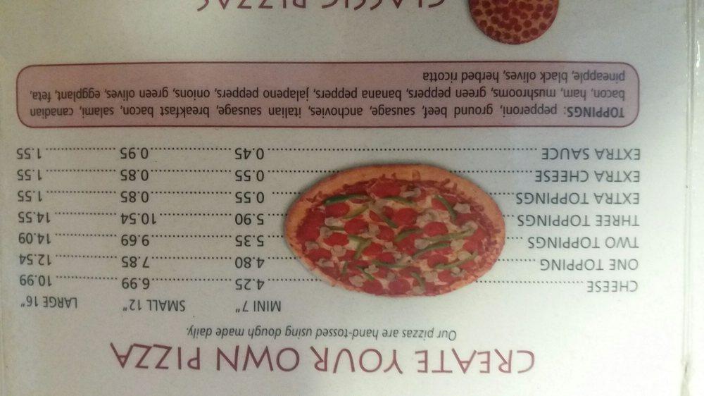 Menu at Inman House of Pizza restaurant, Inman