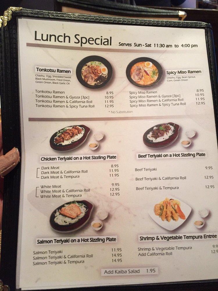 Menu at Kaiba Japanese Restaurant, Monterey Park