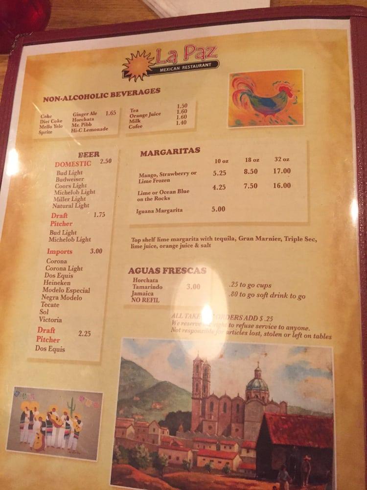 Menu at La Paz Mexican Restaurant & Grill, Boiling Springs