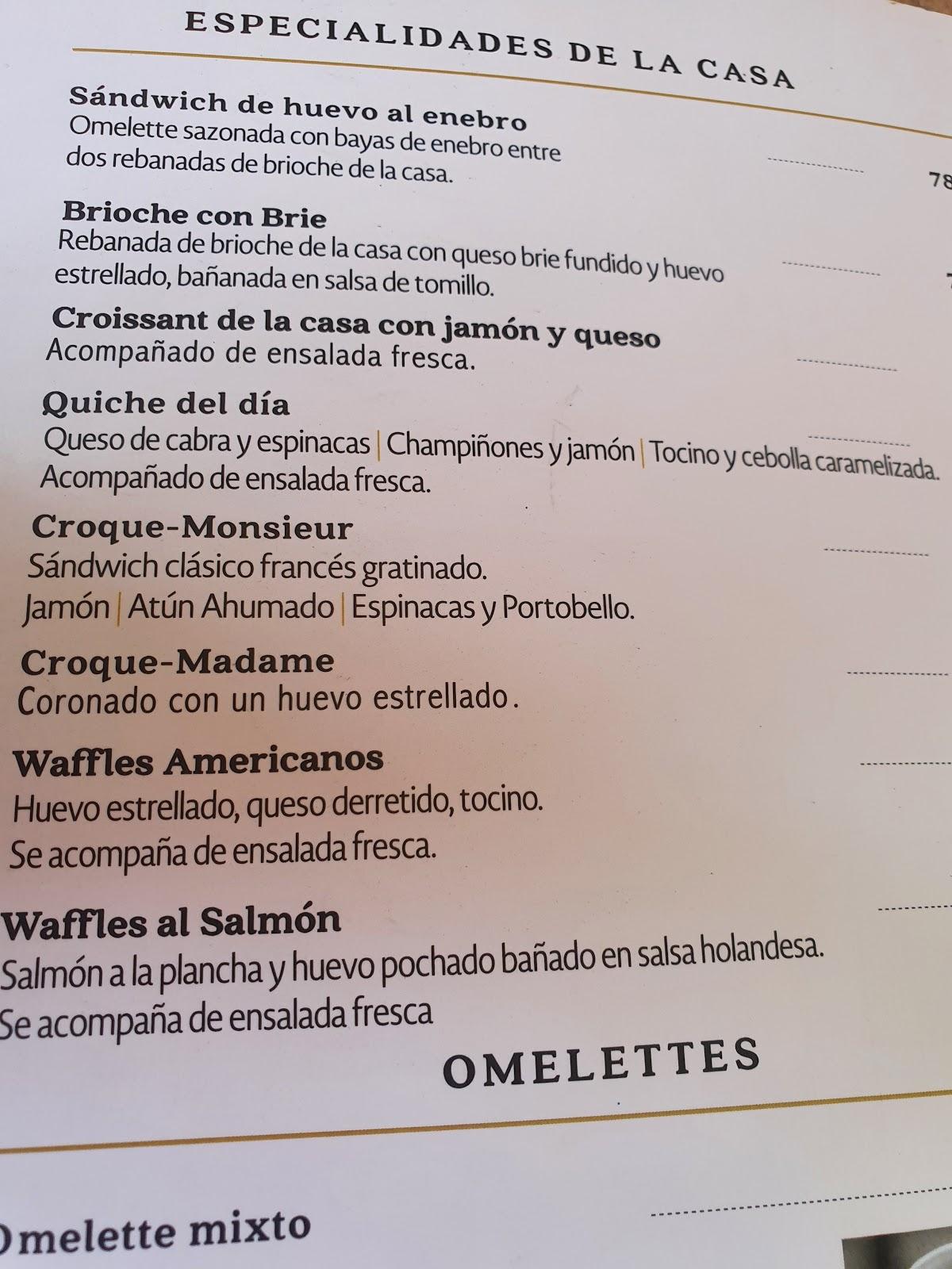 Menu at Ohlala Panadería Bistró Terranova, Guadalajara, Av Terranova 658